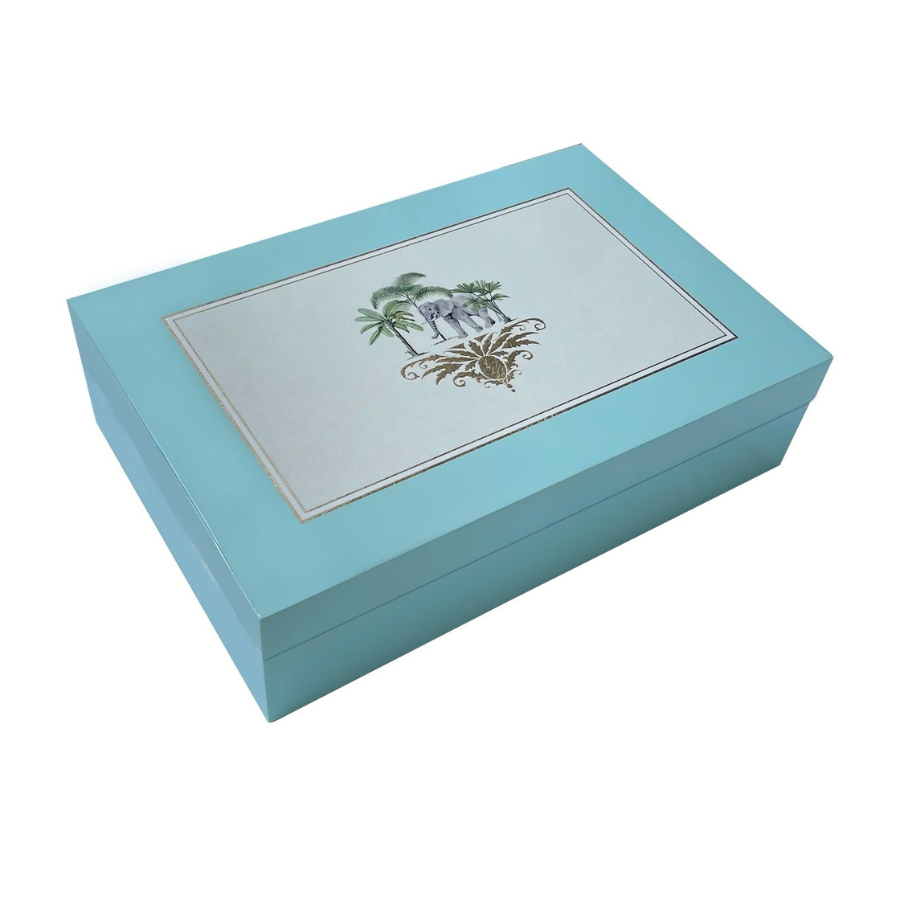 Harlequin Blue Lacquer Box - Large - Homeware - Club Matters
